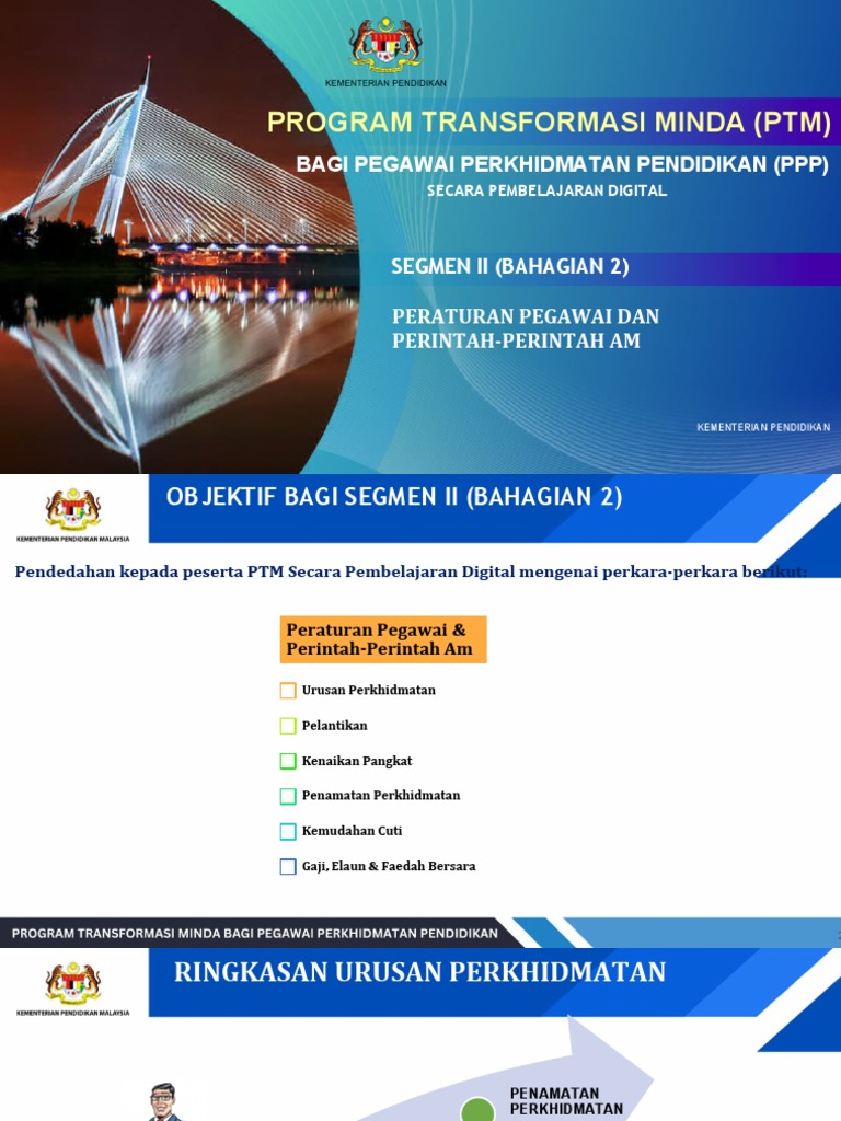 Program Transformasi Minda (PTM) : Bagi Pegawai Perkhidmatan Pendidikan (PPP) | PDF