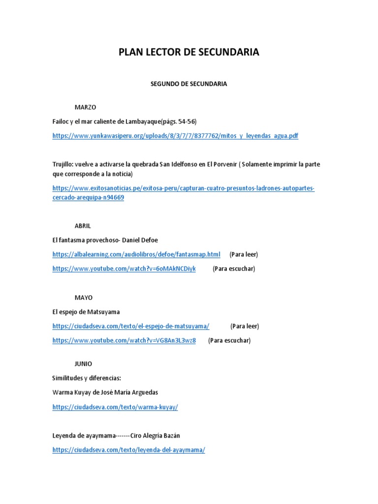 Plan Lector 2do de Secundaria | PDF | Arte