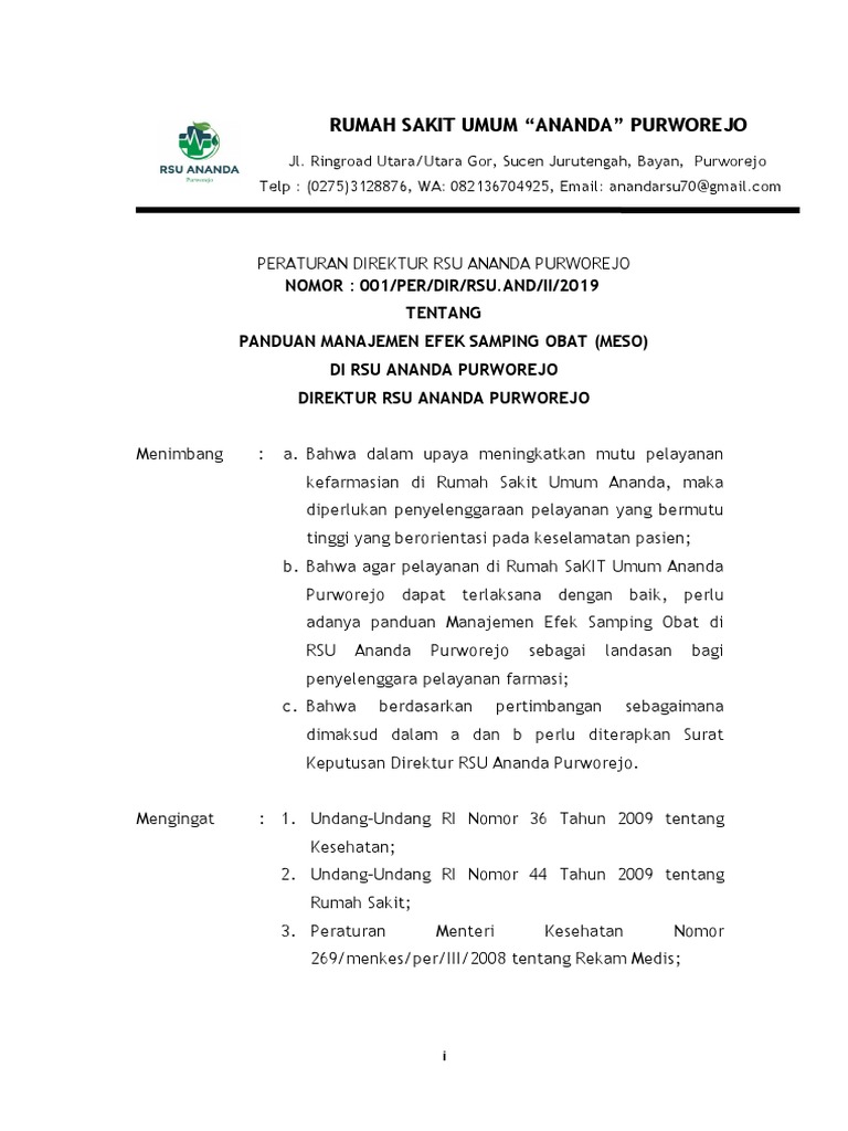 Panduan Manajemen Efek Samping Obat (Meso) | PDF