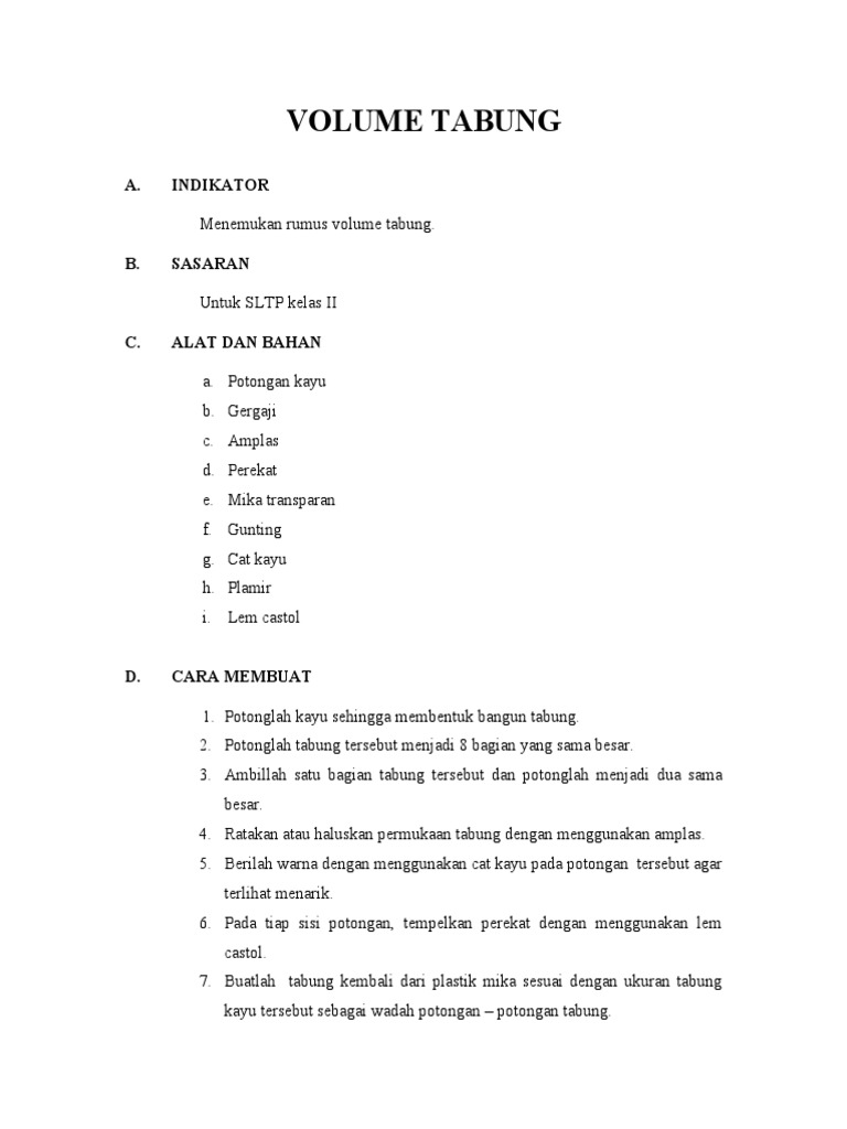 Volume Tabung | PDF