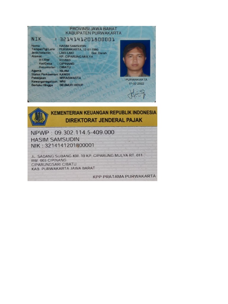 KTP Dan NPWP | PDF
