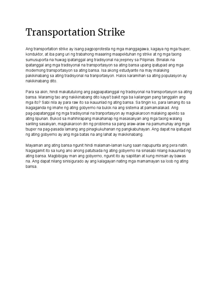 Transportation Strike | PDF