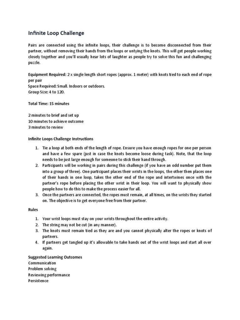 Infinite Loop Challenge | PDF