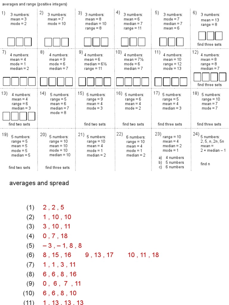 Averages Reverse Questions | PDF | Mathematics | Number Theory