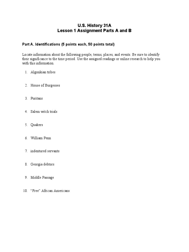 U.S. History 31A: Key Colonial Concepts | PDF | Social Science | Travel