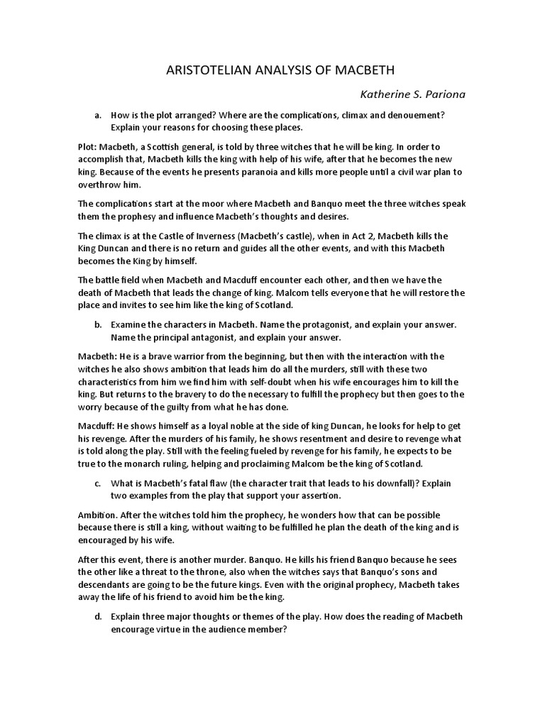 Aristotelian Analysis of Macbeth | PDF | Macbeth