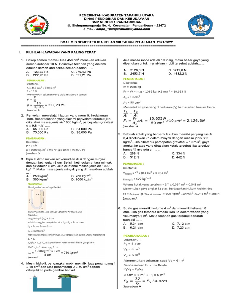 Pembahasan Soal Mid Semester Genap Kelas VIII THN 2022 | PDF