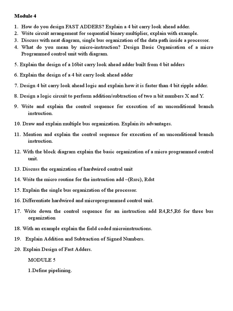 Design of Fast Adders and Microprogrammed Control Units | PDF