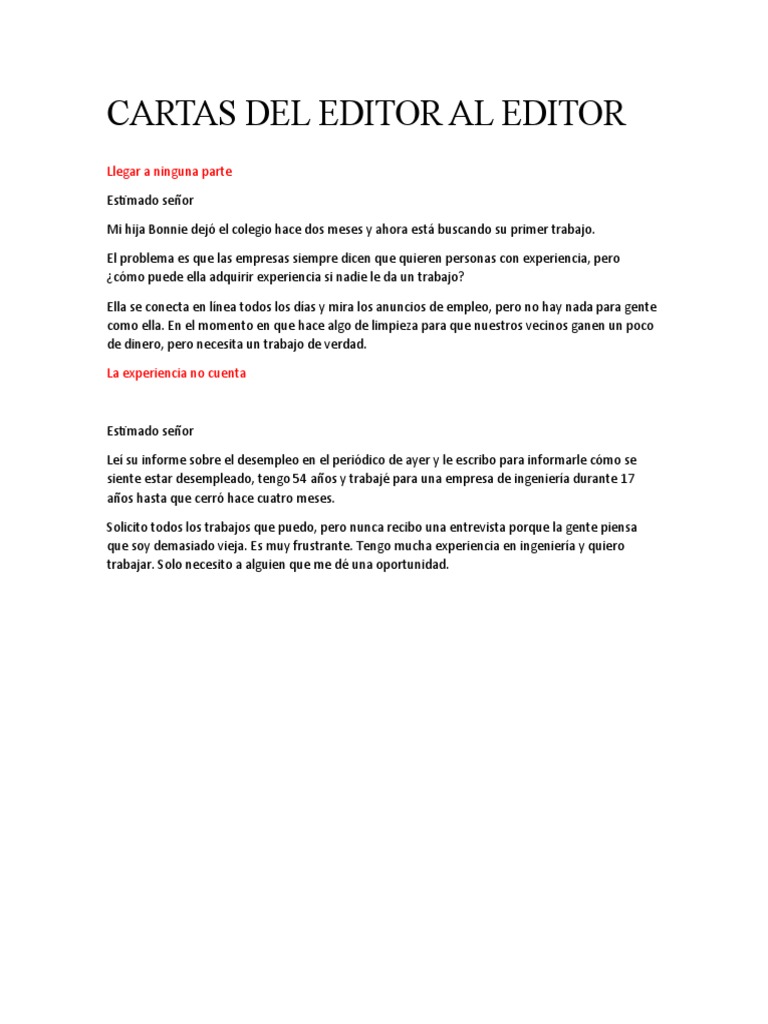 Cartas Del Editor Al Editor | PDF