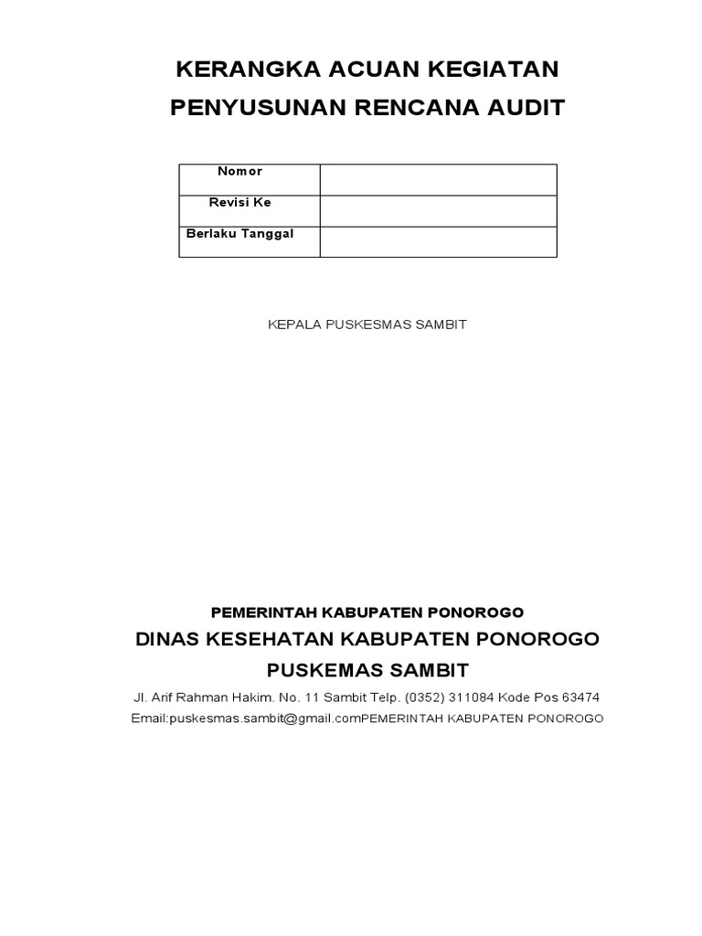 Kerangka Acuan Penyusunan Rencana Audit (KAK) Sambit 2022 | PDF