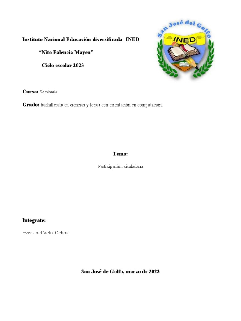Instituto Nacional Educación diversificada-INED "Nito Palencia Mayen ...
