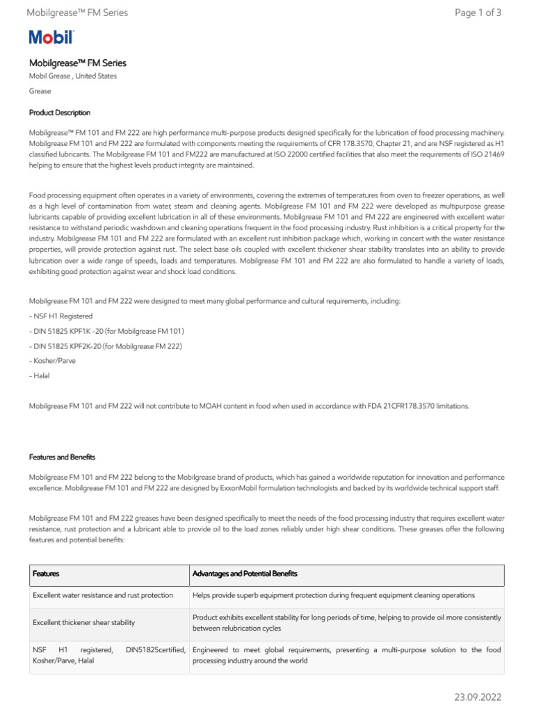 GL XX Mobilgrease FM Series | PDF | Lubricant | Exxon Mobil