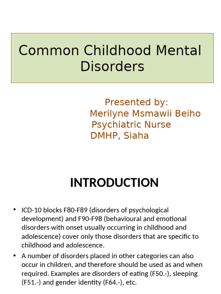 Understanding Common Childhood Mental Disorders | PDF | Anxiety ...