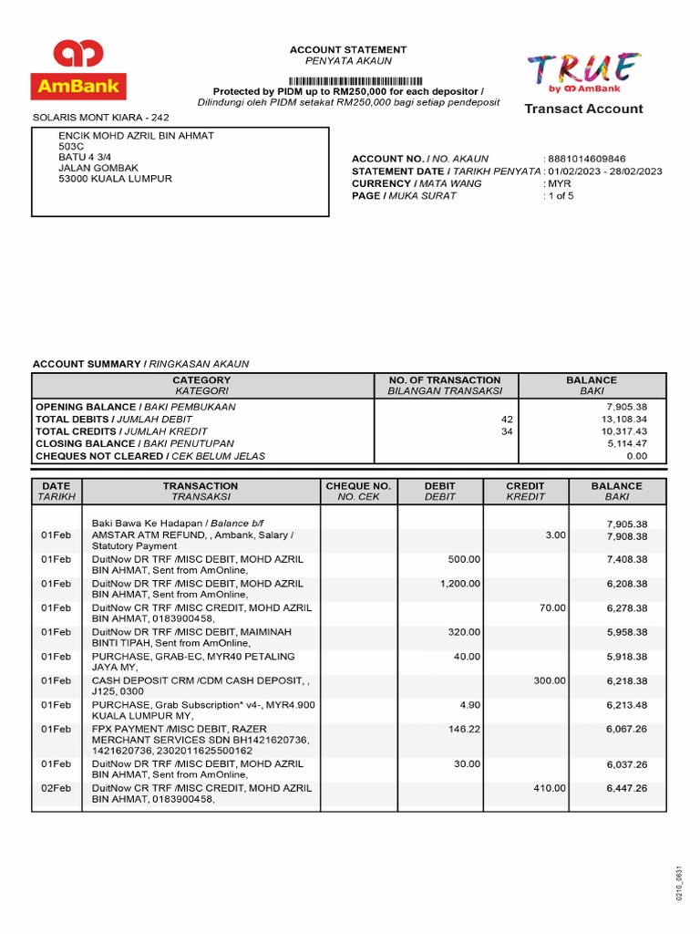 Ambank Statement | PDF