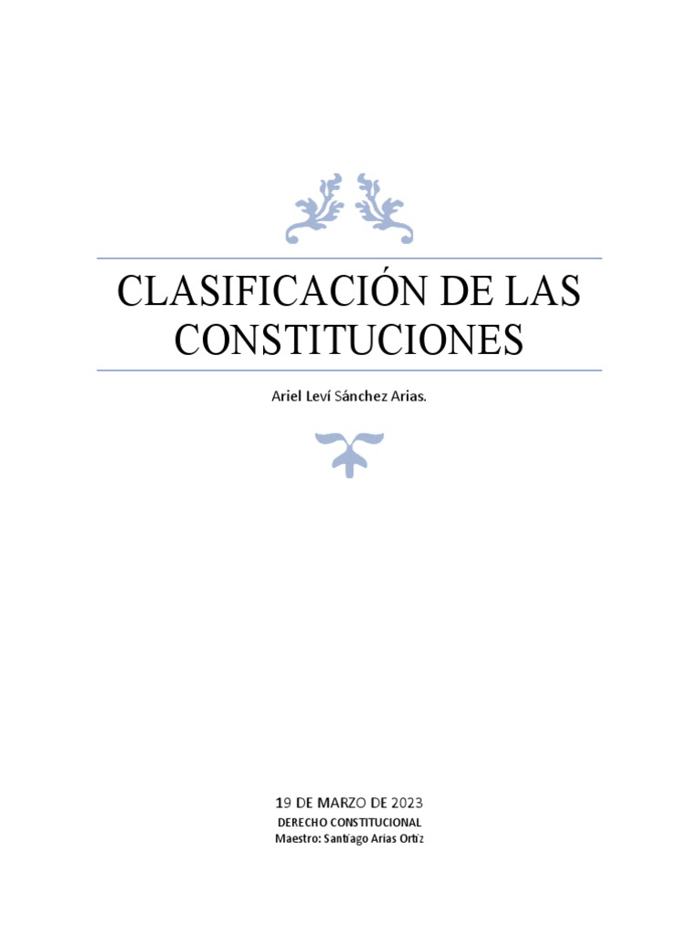 Clasificación de Las Constituciones Alsa | PDF | Constitución | Democracia