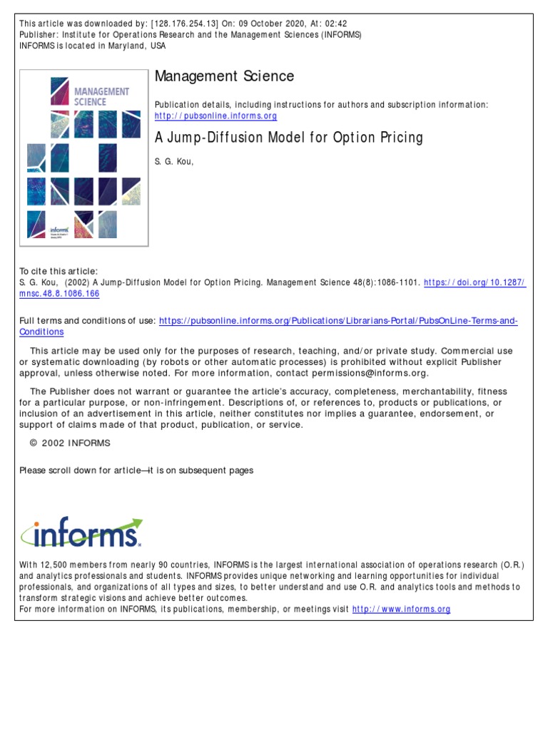 Kou - 2002 - MS - A Jump-Diffusion Model For Option Pricing | PDF ...