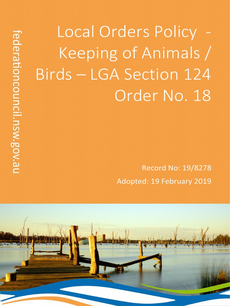 Local Orders Policy - Keeping of Animals / Birds - LGA Section 124 Order No. 18 | PDF | Pet ...