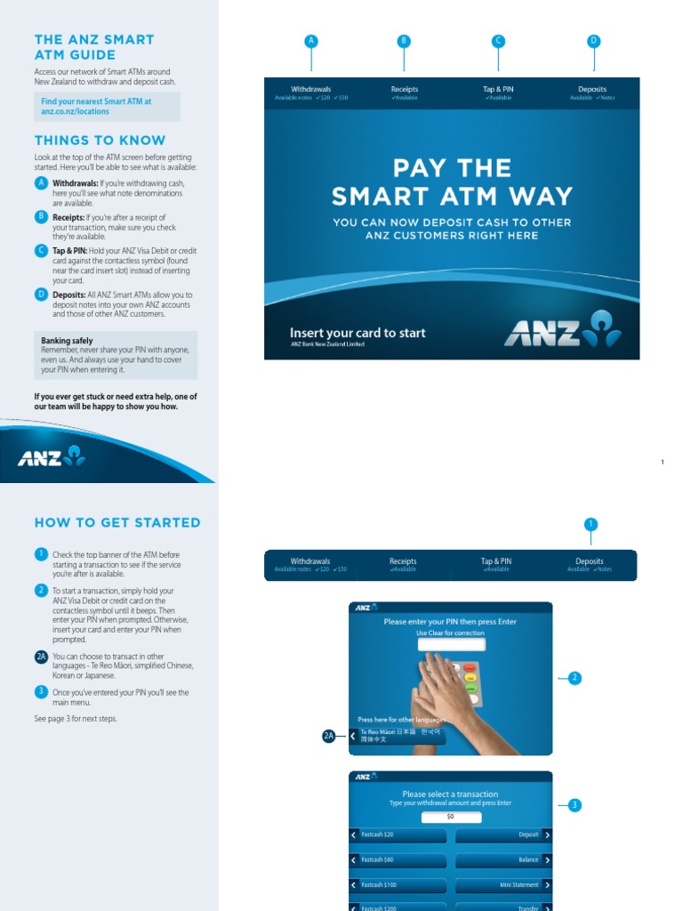 The Anz Smart Atm Guide | PDF | Automated Teller Machine | Debit Card