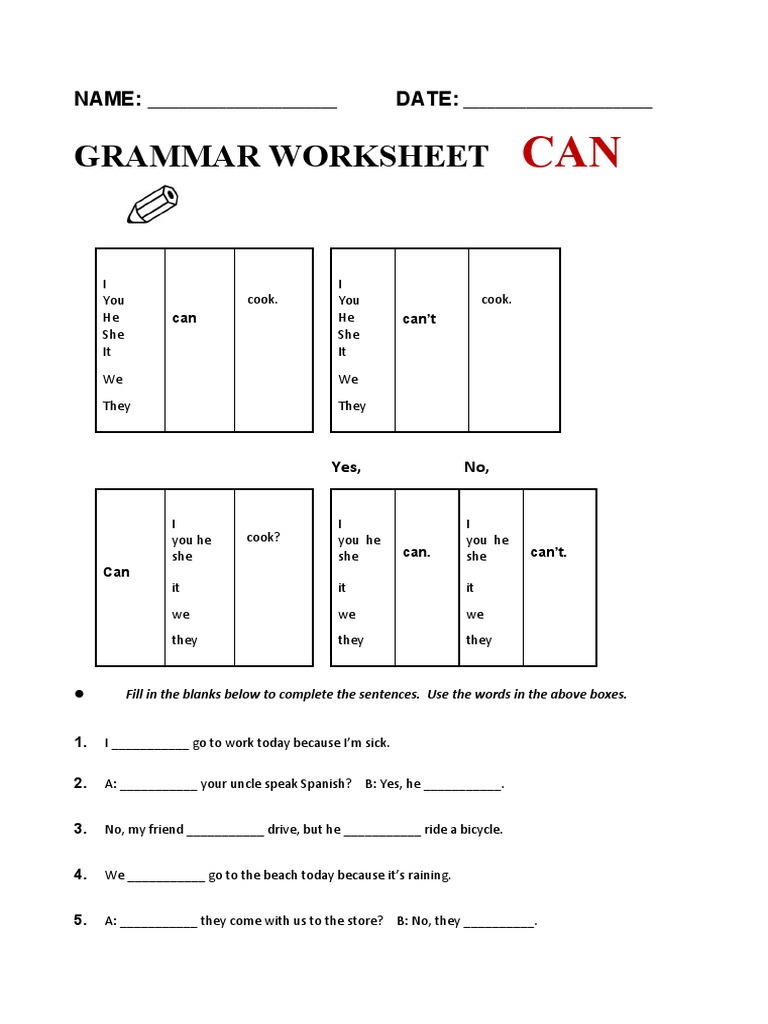 Grammar Worksheet: Name: Date | PDF