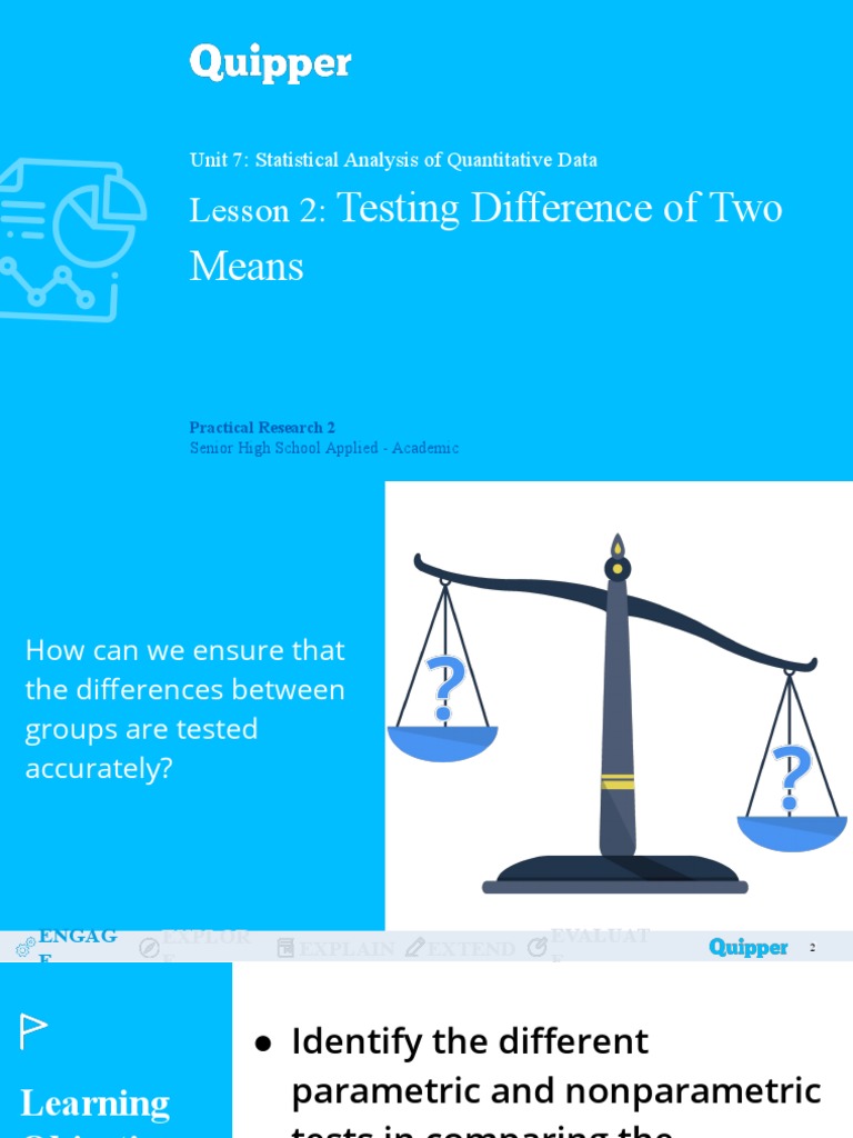 LESSON 2 - Testing Difference of Two Means | PDF | Student's T Test ...