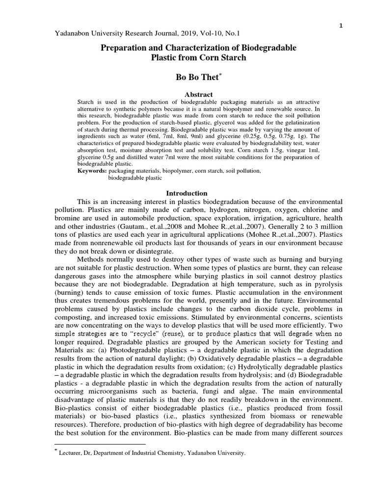 Preparation and Characterization of Biodegradable | PDF ...