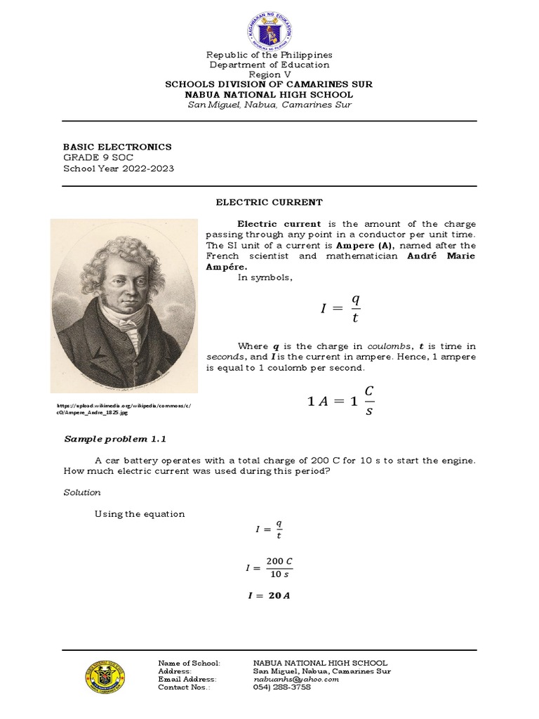 Understanding Electric Current: A Lesson on Definitions, Calculations ...