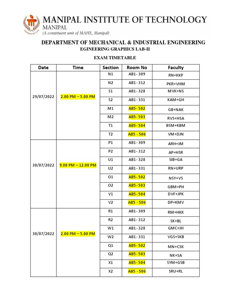 Department of Mechanical & Industrial Engineering Engineering Graphics ...