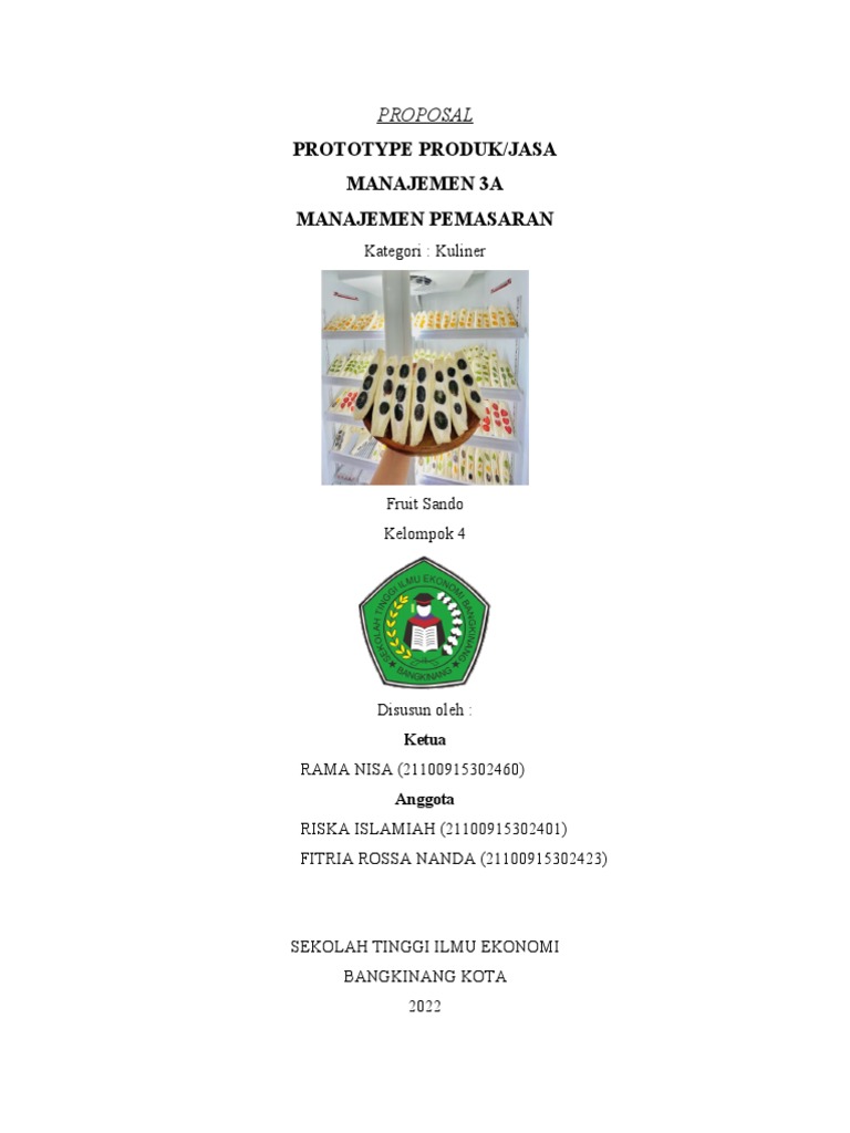 PROPOSAL Prototype Fruit Sando | PDF