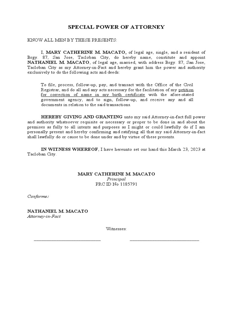 SPA Macato | PDF | Power Of Attorney | Legal Documents