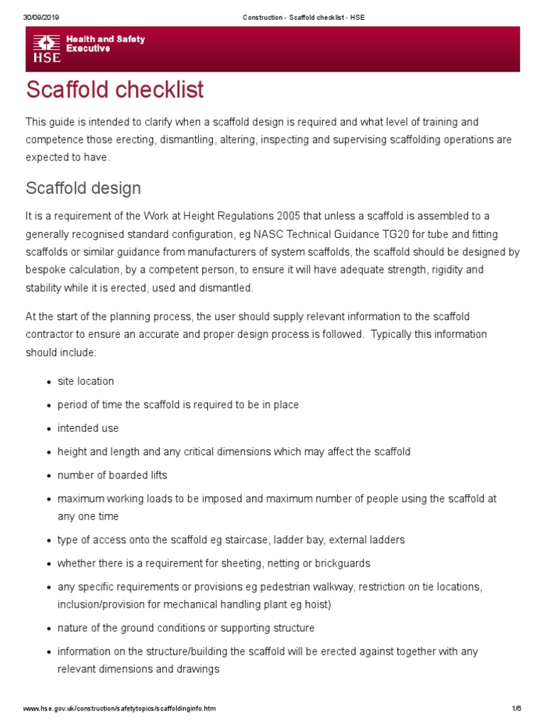 Scaffold Safety Checklist Guide | PDF | Scaffolding | Elevator