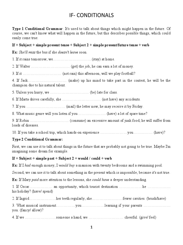 If - Conditionals Grammar | PDF | Foreign Language Studies | Home & Garden