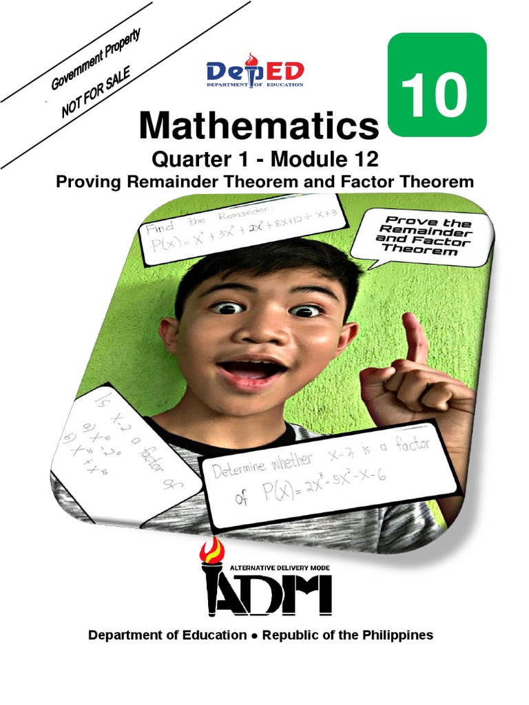 Math10 - Q1 - Module 12 - Proving Remainder... Prelim Pages | PDF | Learning | Polynomial