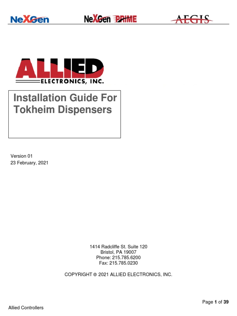 Tokheim Installation Guide | PDF | Electrical Wiring | Computer Hardware