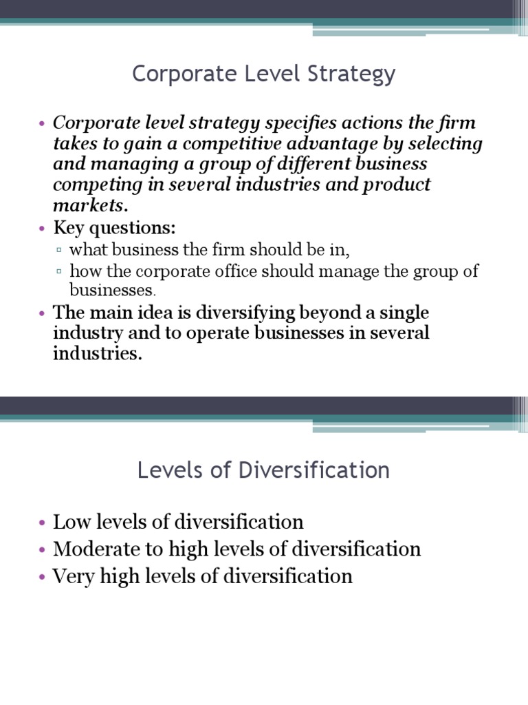 SPM CH 02 - 1 - Corporate Level Strategy | PDF | Diversification ...