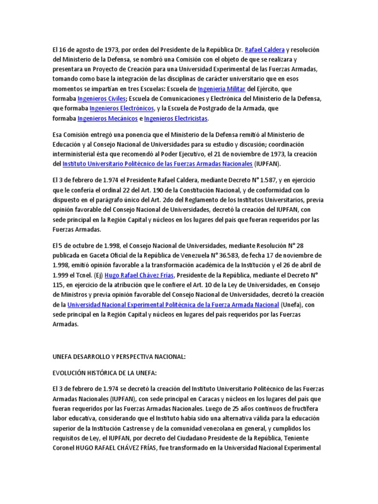 Evolución y Rol de la UNEFA | PDF