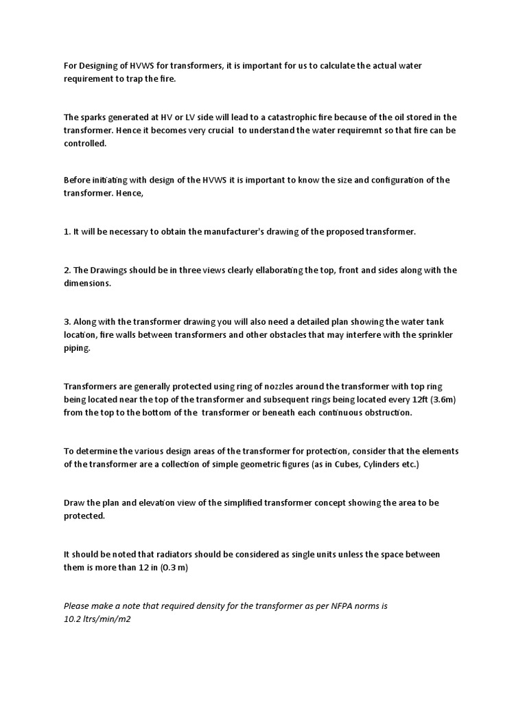 HVWS For Transformer | PDF | Area | Transformer