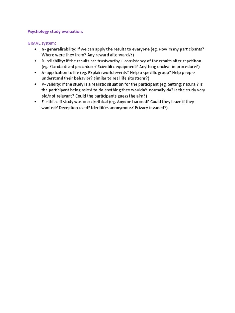 GRAVE System:: Psychology Study Evaluation | PDF