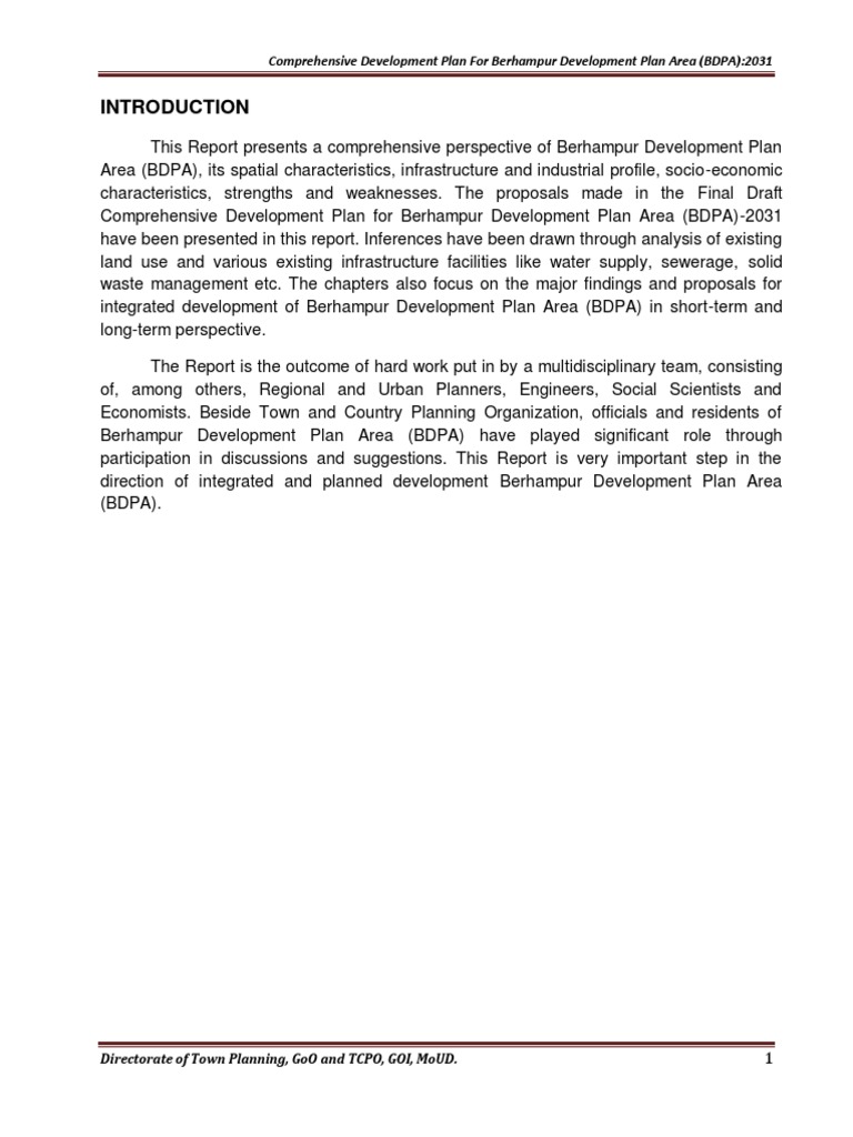 Comprehensive Development Plan (CDP) Map For Berhampur Development Plan ...