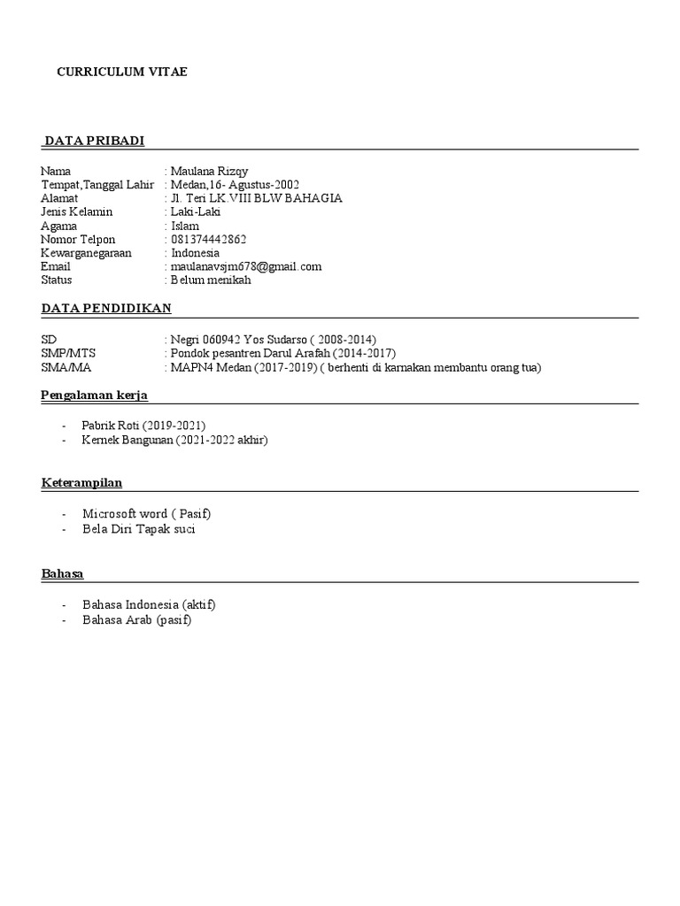 CV Rafi Fardhi Alam | PDF