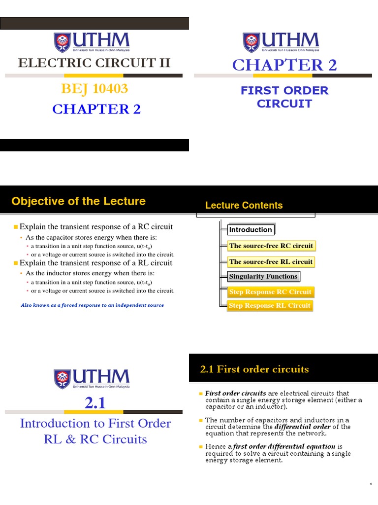 Electric Circuit Ii: Introduction To First Order RL & RC Circuits | Download Free PDF ...