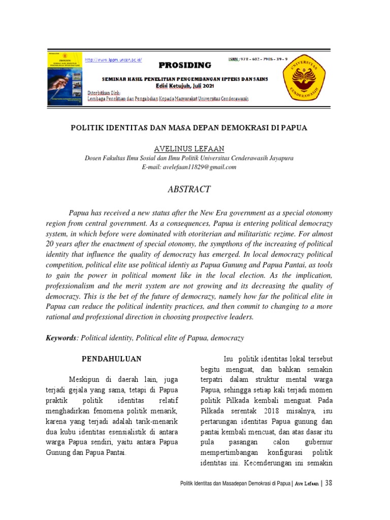 04 Avelinus Levaan POLITIK IDENTITAS DAN MASA DEPAN DEMOKRASI DI PAPUA ...