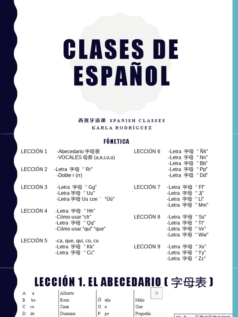 Clases De Español: 西班牙语课 Spanish Classes Karla Rodríguez | PDF