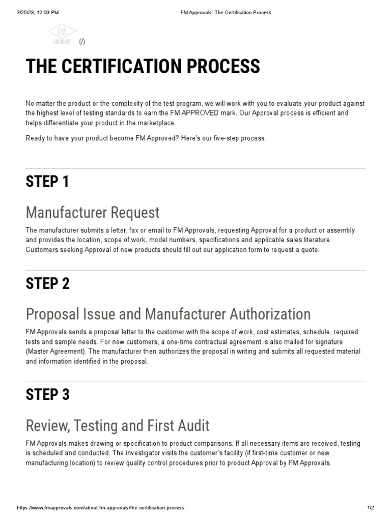 FM Approvals - The Certification Process | PDF | Audit | Specification ...