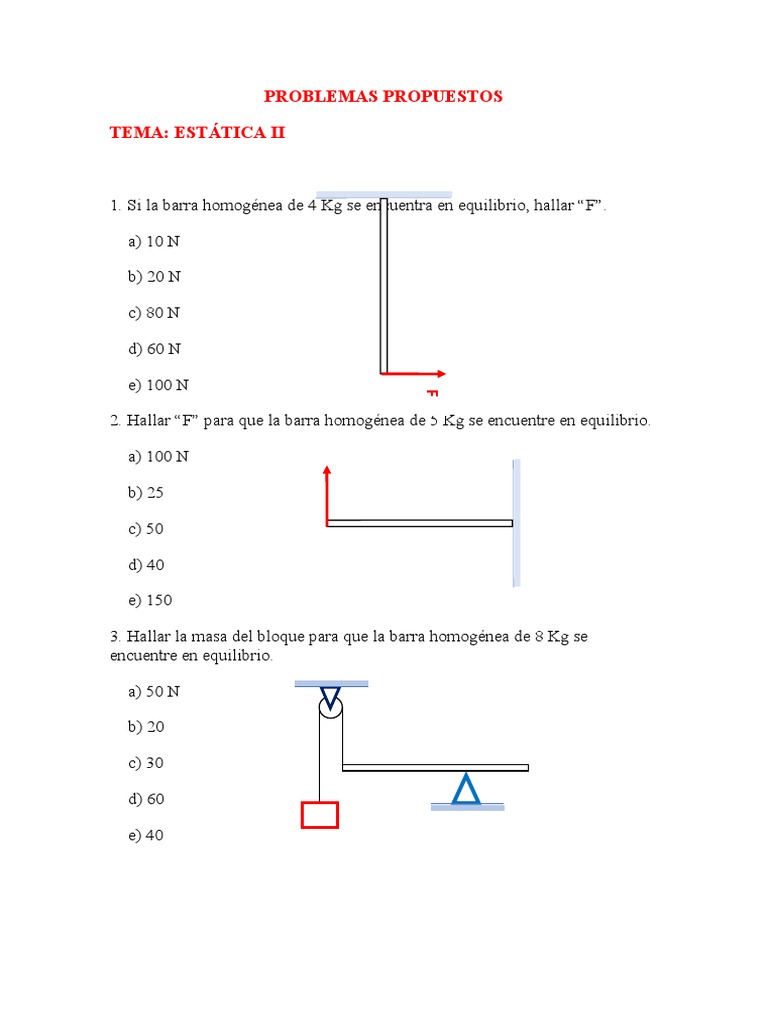 Problemas Propuestos Tema: Estática Ii | PDF