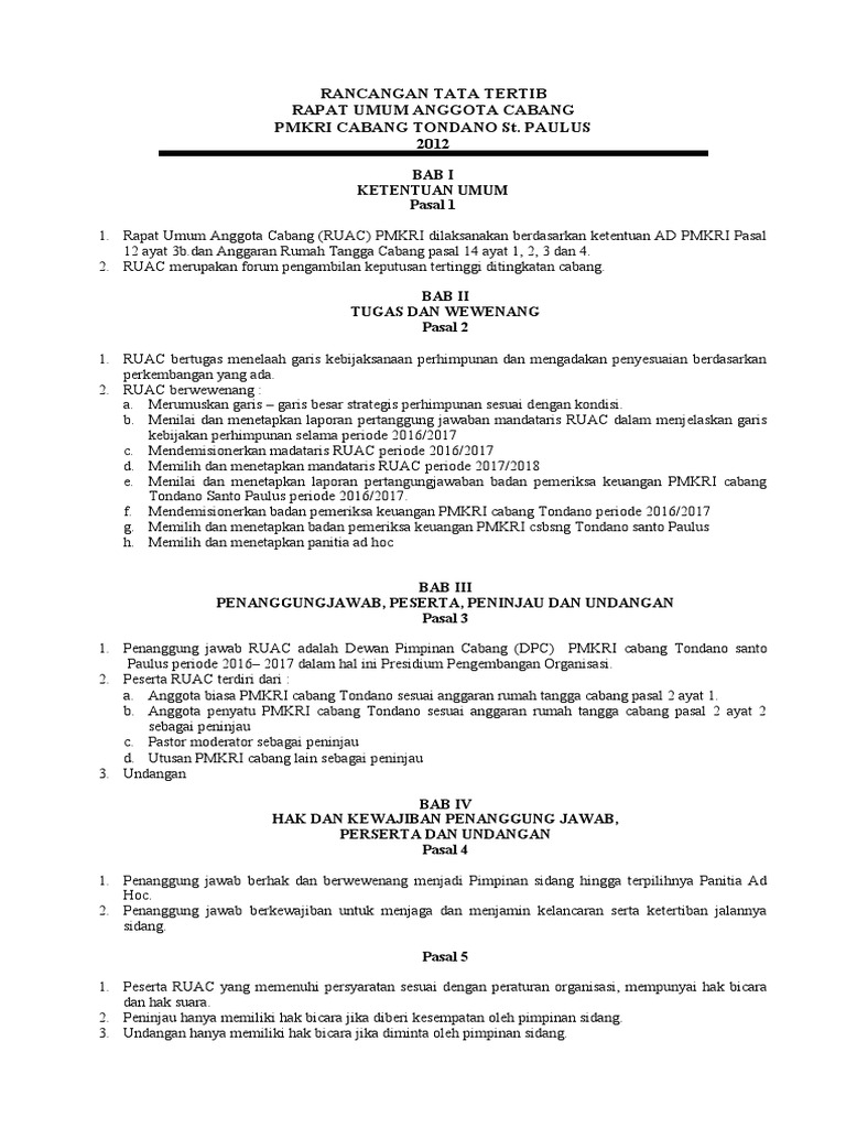 RANCANGAN TATA TERTIB | PDF