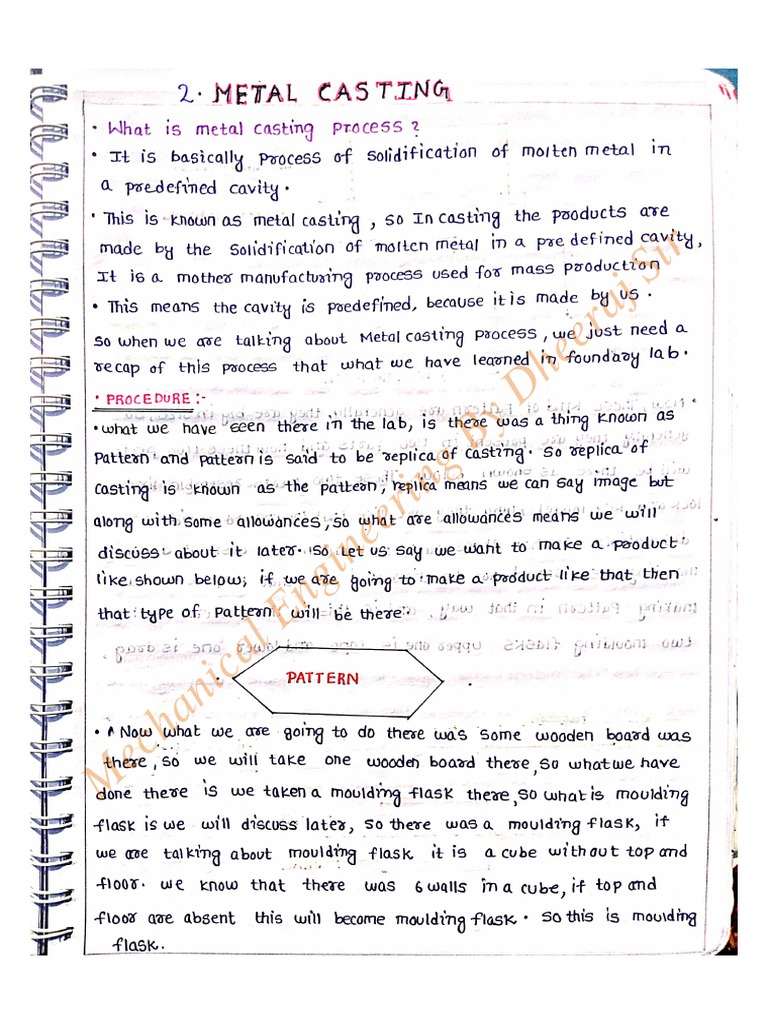 Metal Casting Hand Written Notes | PDF