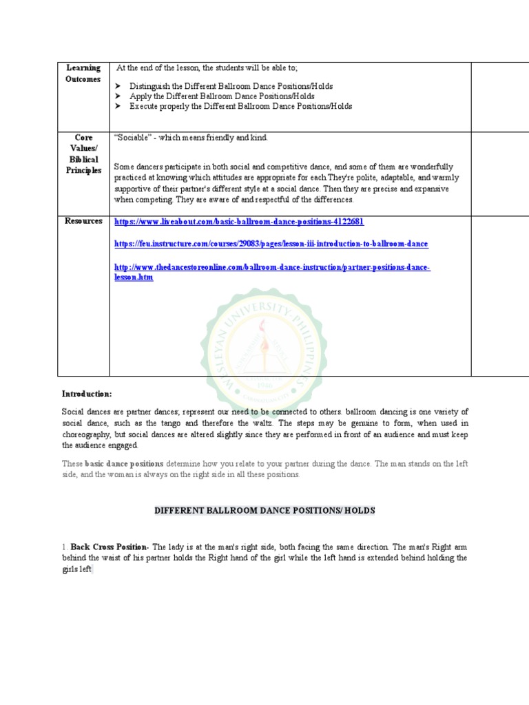 Different Ballroom Dance Positions Holds | PDF | Dances | Ballroom Dance