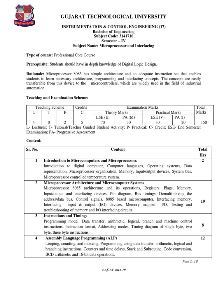 Gujarat Technological University: 1 of 3 W.E.F. AY 2018-19 | PDF | Programming | Computer Program