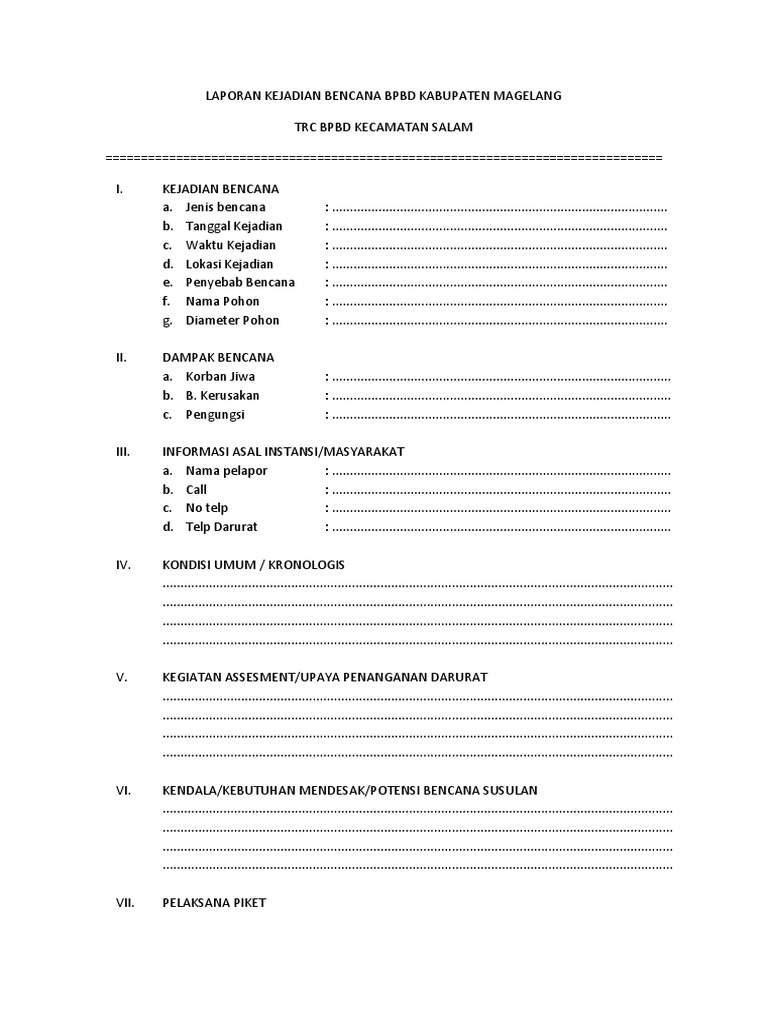 Form Laporan Bencana Alam | PDF