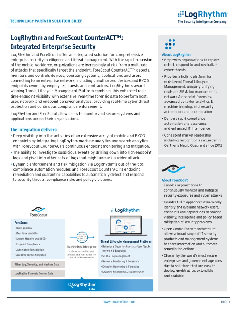 Logrhythm and Forescout Counteract™: Integrated Enterprise Security | PDF | Security | Computer ...
